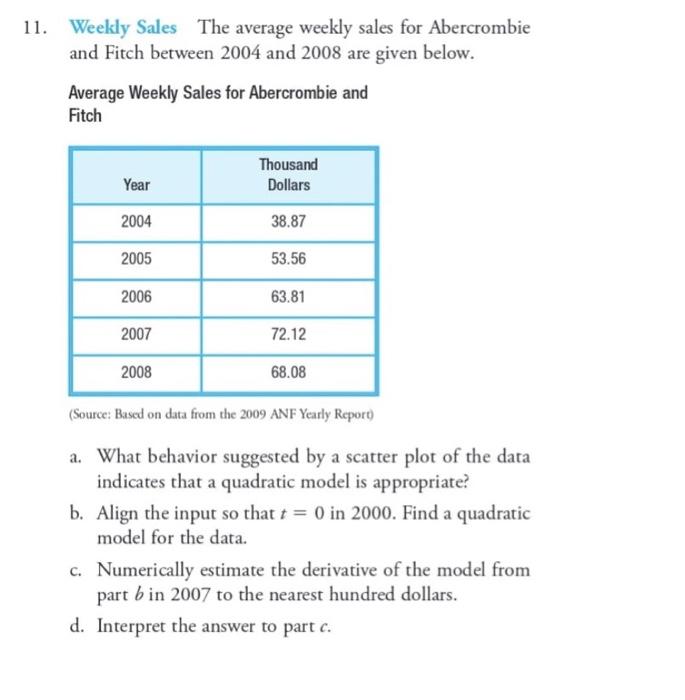 Solved 1. Weekly Sales The average weekly sales for | Chegg.com