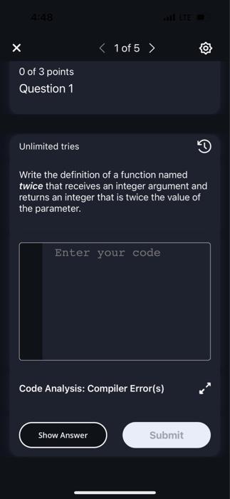 Solved Write the definition of a function named twice that | Chegg.com