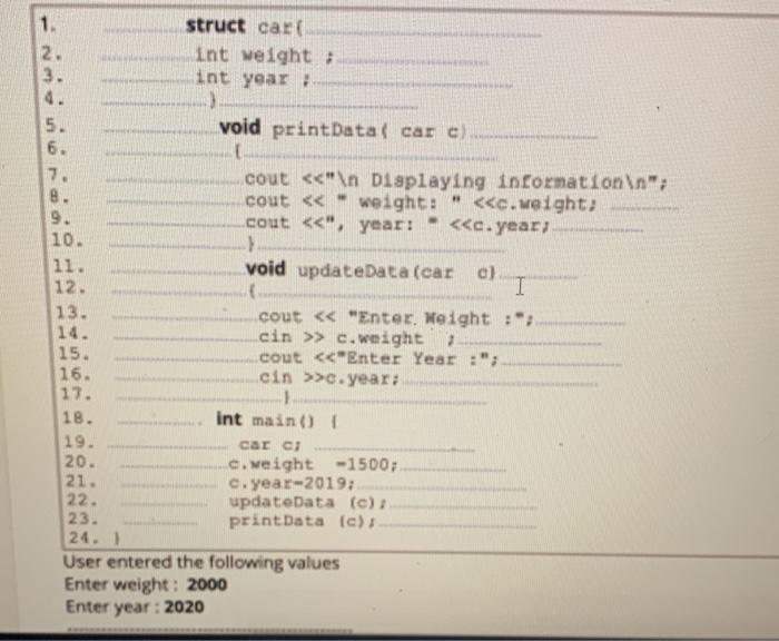 User entered the following values | Chegg.com