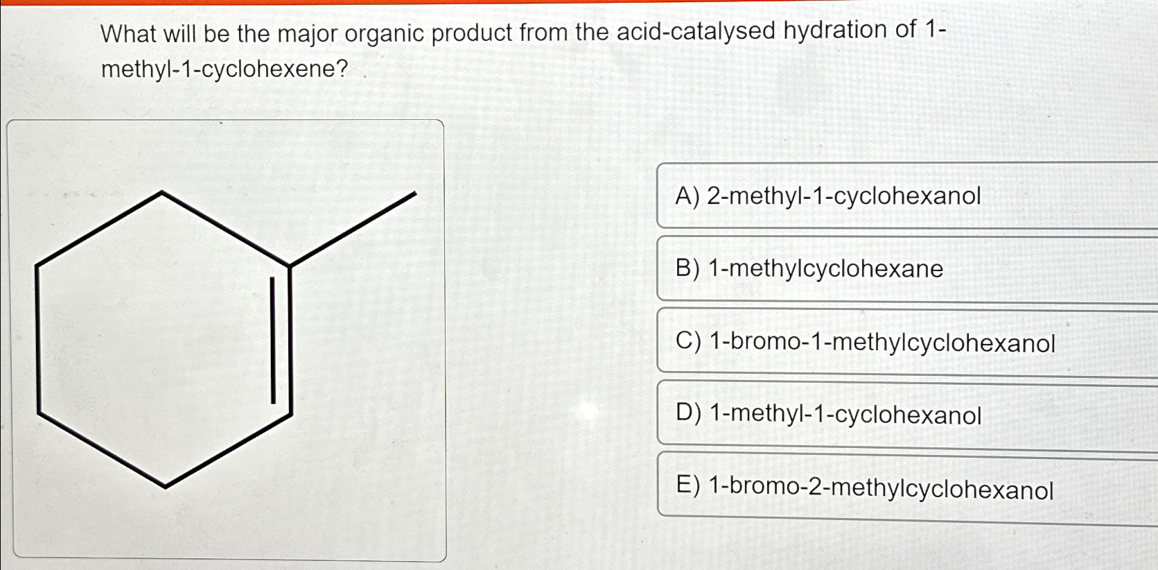 Solved What will be the major organic product from the | Chegg.com
