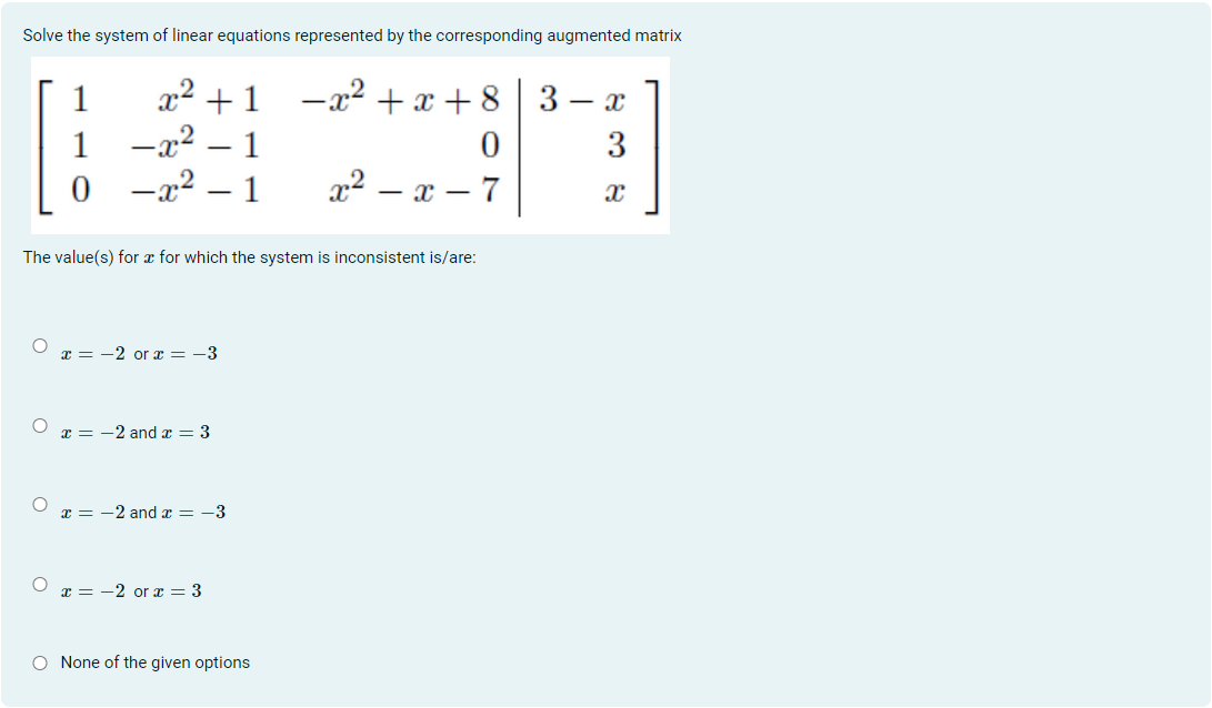 Solved Solve the system of linear equations represented by | Chegg.com