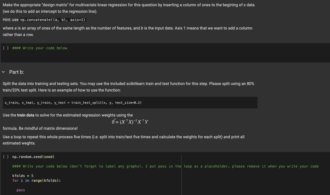 Solved Make the appropriate "design matrix" for multivariate | Chegg.com