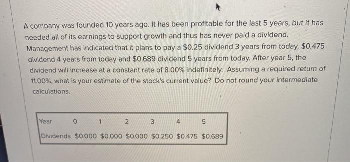 Solved A company was founded 10 years ago. It has been | Chegg.com