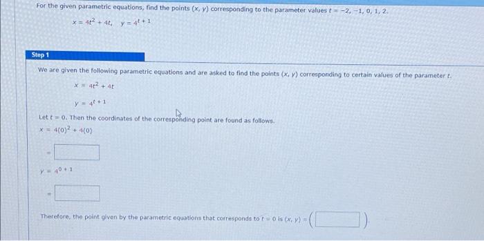Solved For the given parametric equations, find the points | Chegg.com
