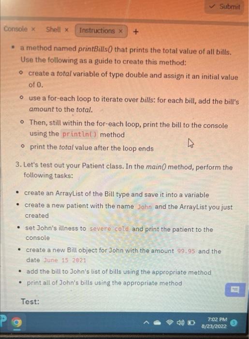 Solved I need help on this Patient.java and Bill.java | Chegg.com