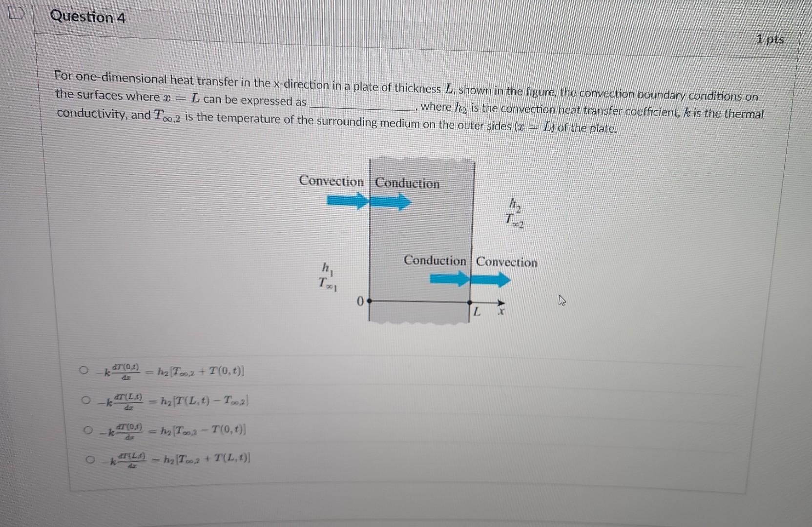Solved For one-dimensional heat transfer in the x-direction | Chegg.com