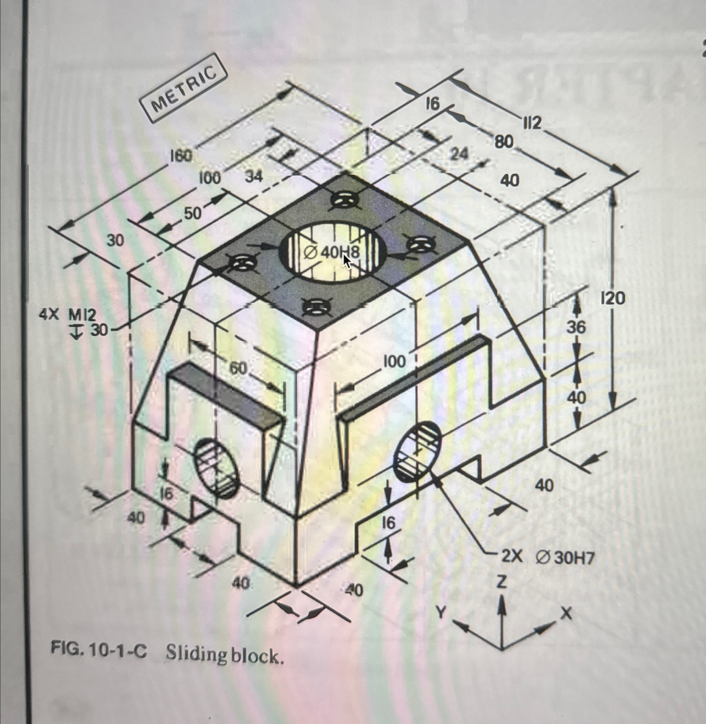 Solved Draw the top view of the sliding block | Chegg.com