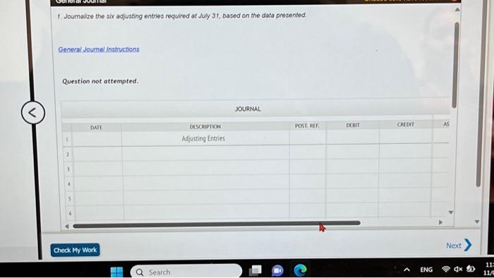 V 1. Journalize the six adjusting entries required at | Chegg.com