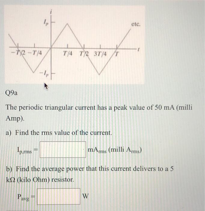 Solved The periodic triangular current has a peak value of | Chegg.com