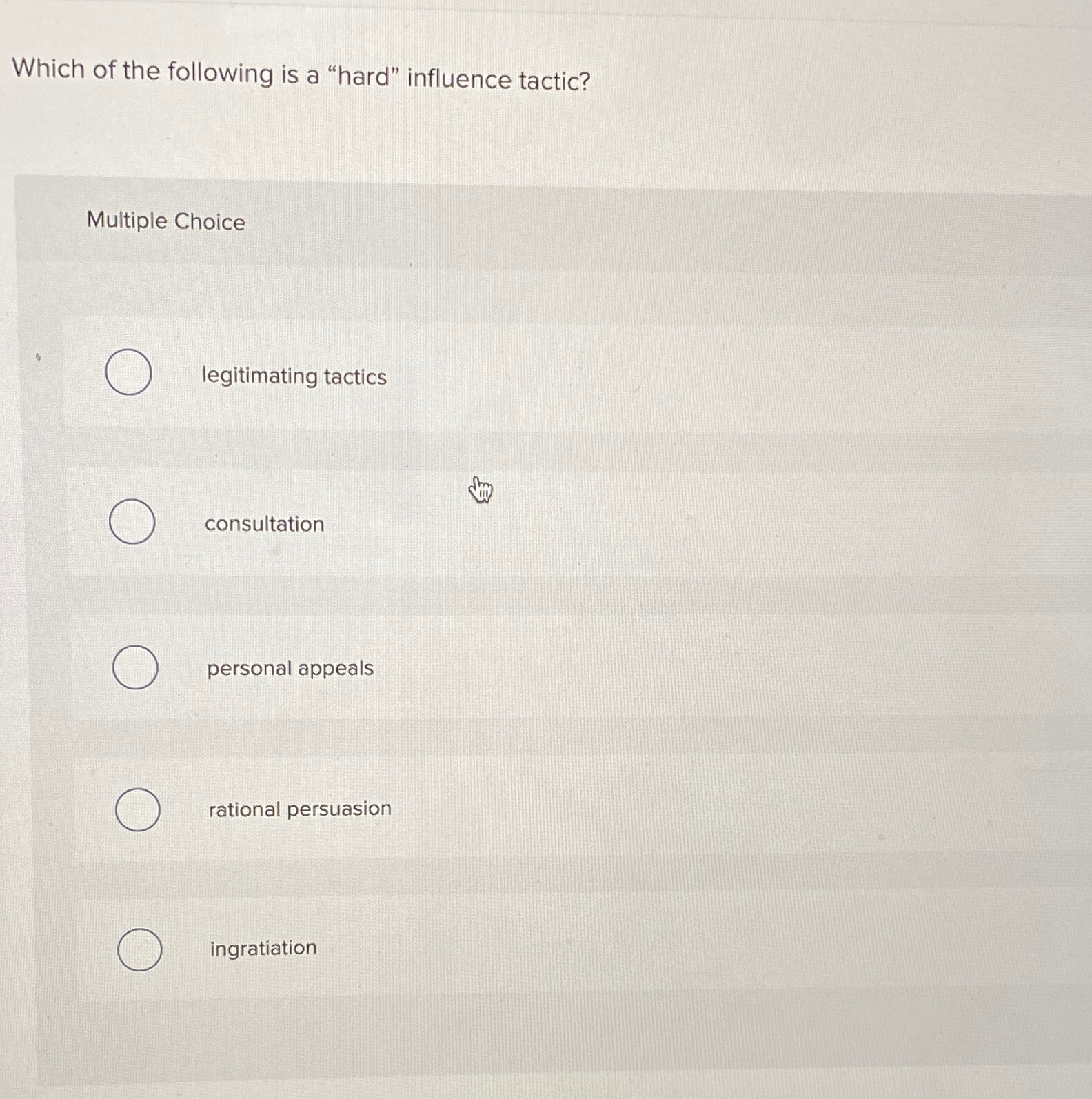 Solved Which of the following is a "hard" influence | Chegg.com