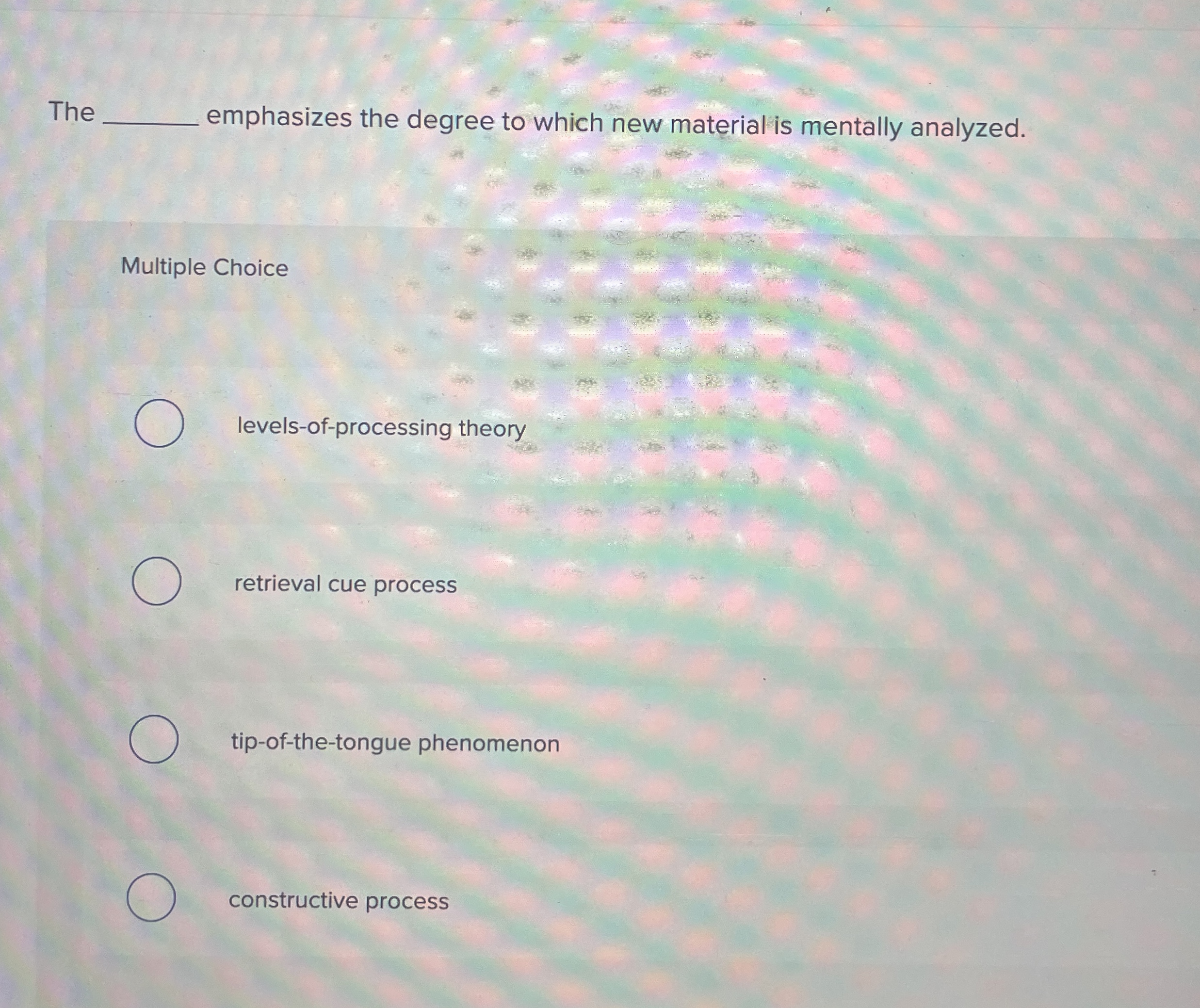 Solved The emphasizes the degree to which new material is | Chegg.com