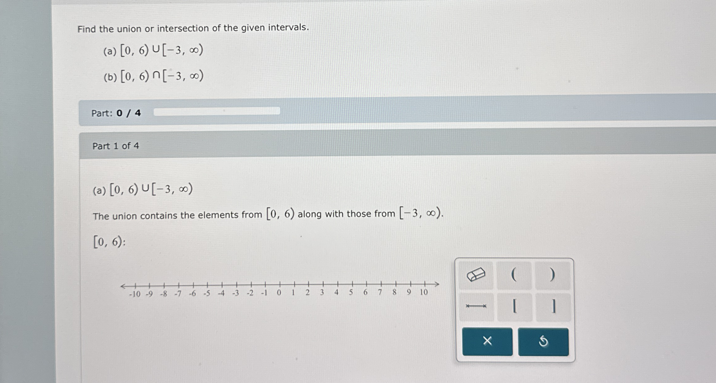 Solved Find the union or intersection of the given | Chegg.com