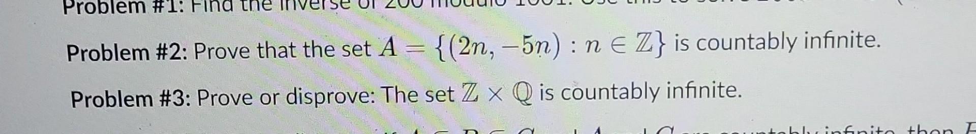 Solved Problem \#2: Prove that the set A={(2n,−5n):n∈Z} is | Chegg.com