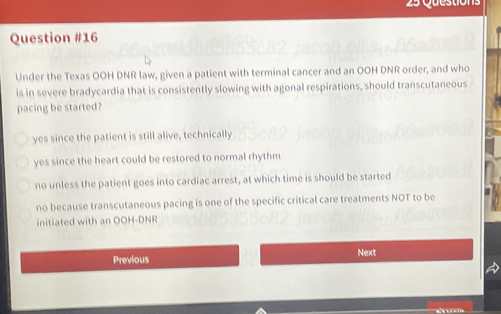 Solved Question #16Under the Texas OOH DNR law, given a | Chegg.com