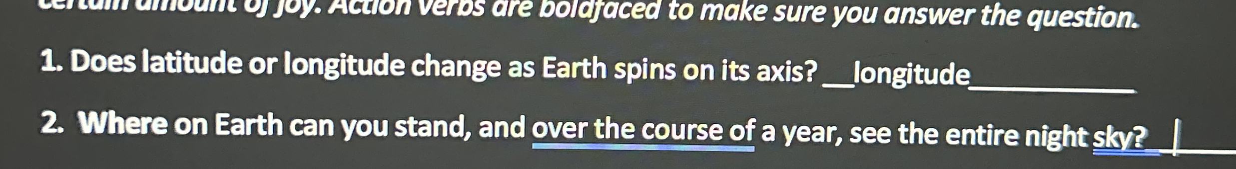 Solved Where on Earth can you stand, and over the course of | Chegg.com