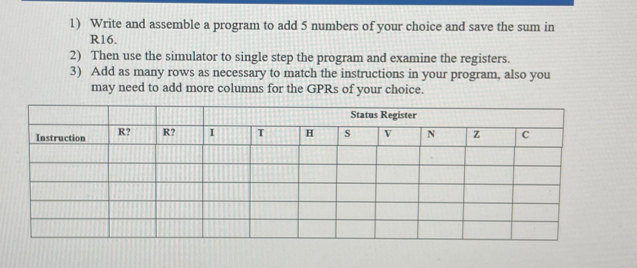 Solved Write and assemble a program to add 5 ﻿numbers of | Chegg.com