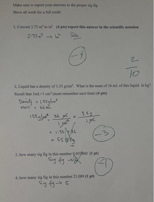 Solved Make sure 10 report your answers to the proper sig | Chegg.com