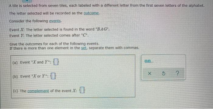 Solved A tile is selected from seven tiles, each labeled | Chegg.com