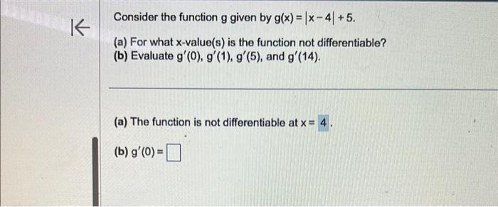 Solved Consider The Function G Given By G X ∣x−4∣ 5 A