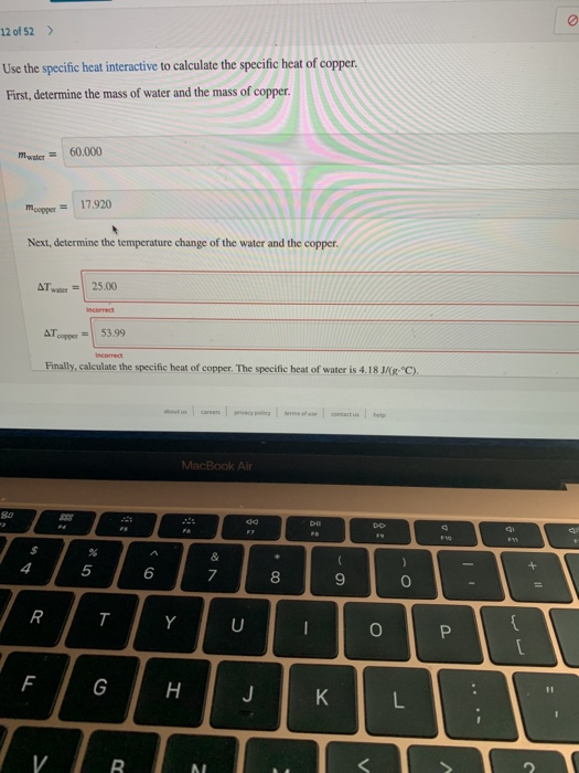 Solved 12 of 52 > Use the specific heat interactive to | Chegg.com