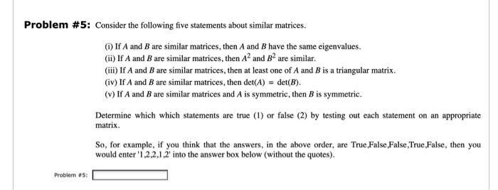 Solved roblem \#5: Consider the following five statements | Chegg.com