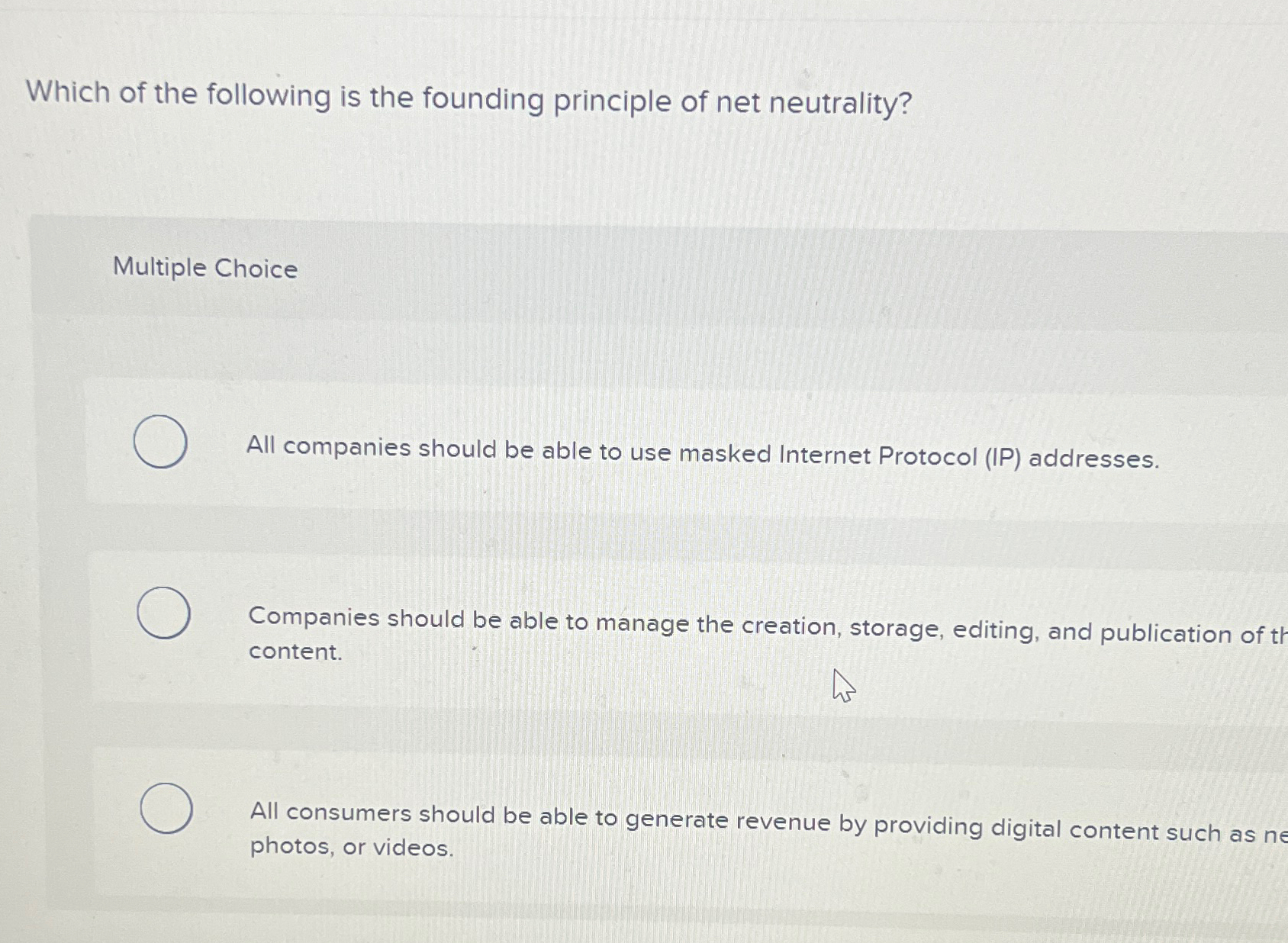 Solved Which of the following is the founding principle of | Chegg.com