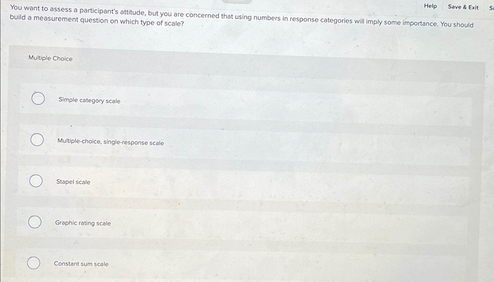 Solved Multiple ChoiceSimple category scaleMultiple-choice, | Chegg.com