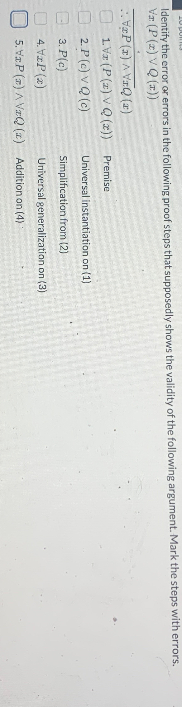 Solved Identify the error or errors in the following proof | Chegg.com