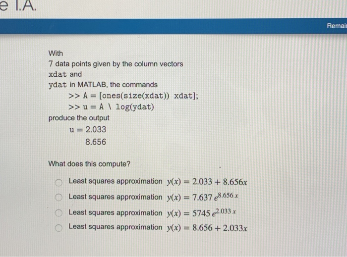 Solved e LA. Remais With 7 data points given by the column | Chegg.com