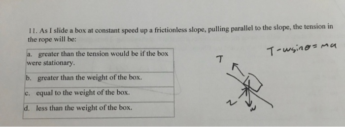 Solved II. As I slide a box at constant speed up a | Chegg.com