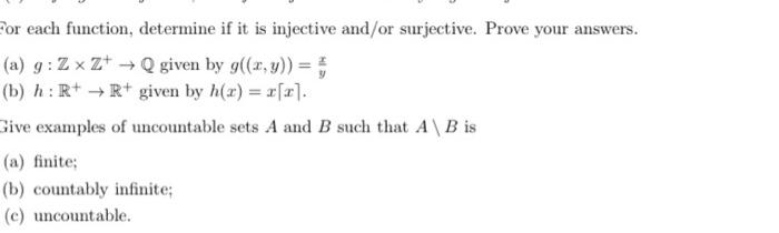 Solved for each function, determine if it is injective | Chegg.com