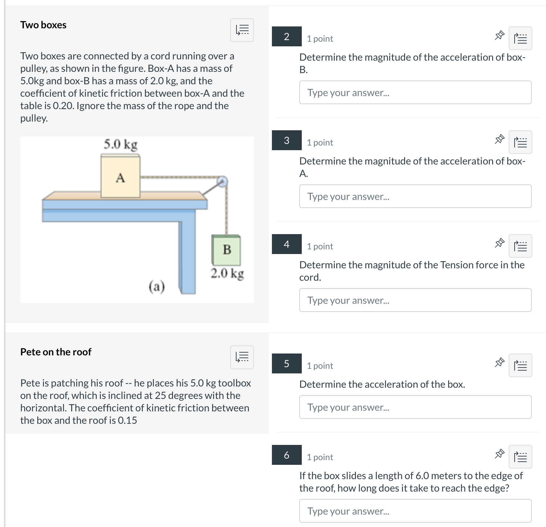 Solved Two boxesTwo boxes are connected by a cord running | Chegg.com