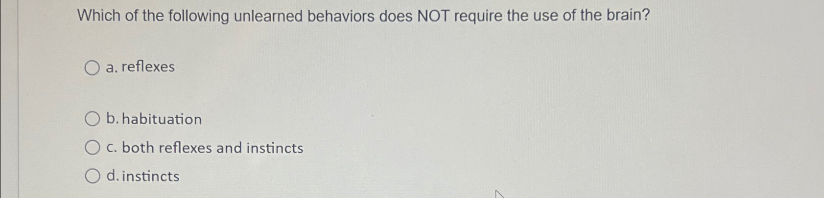 Solved Which of the following unlearned behaviors does NOT | Chegg.com