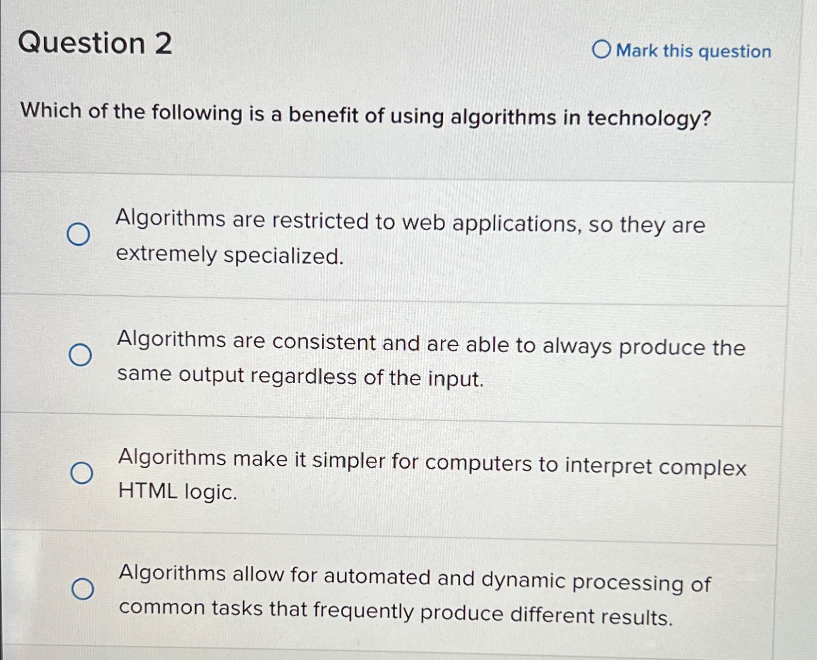 Solved Question 2Mark this questionWhich of the following is | Chegg.com