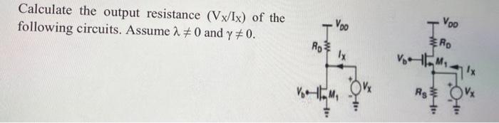 Solved Calculate the output resistance (VX/IX) of the | Chegg.com