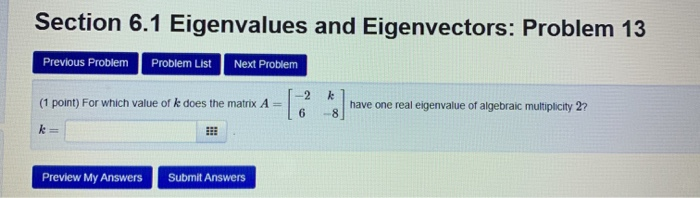 Solved Section 6.1 Eigenvalues and Eigenvectors: Problem 11 | Chegg.com