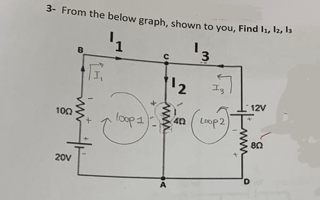 Solved 3- ﻿From the below graph, shown to you, Find I1,I2,I3 | Chegg.com