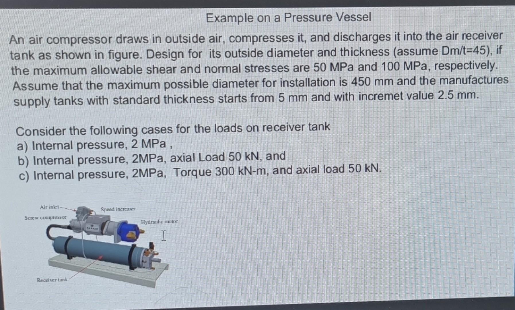 Solved Example on a Pressure Vessel An air compressor draws | Chegg.com