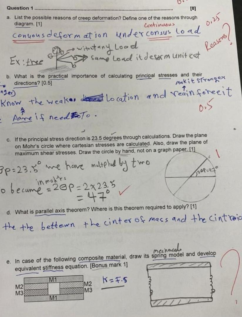 Solved Question 1[8]a. ﻿List the possible reasons of creep | Chegg.com