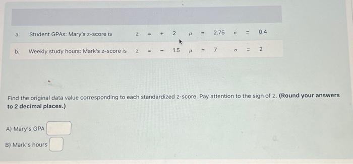 Solved Find the original data value corresponding to each | Chegg.com
