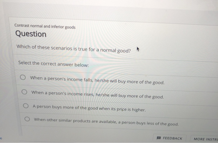 Solved Contrast normal and inferior goods Question Which of | Chegg.com