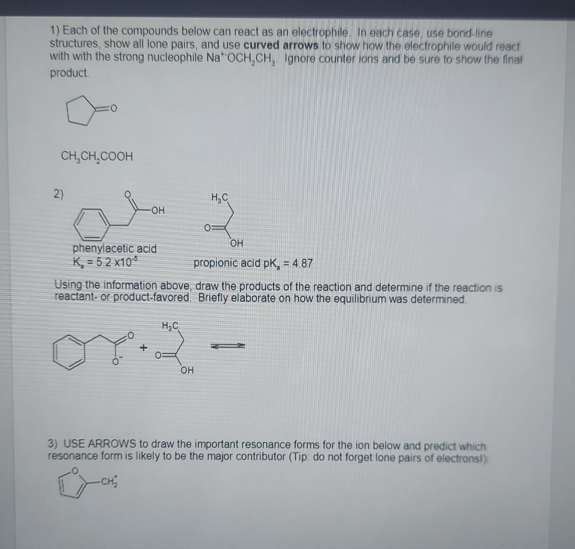 Solved 1) Each of the compounds below can react as an | Chegg.com