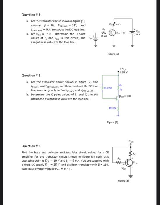 Solved Question #1: a. For the transistor circuit shown in | Chegg.com