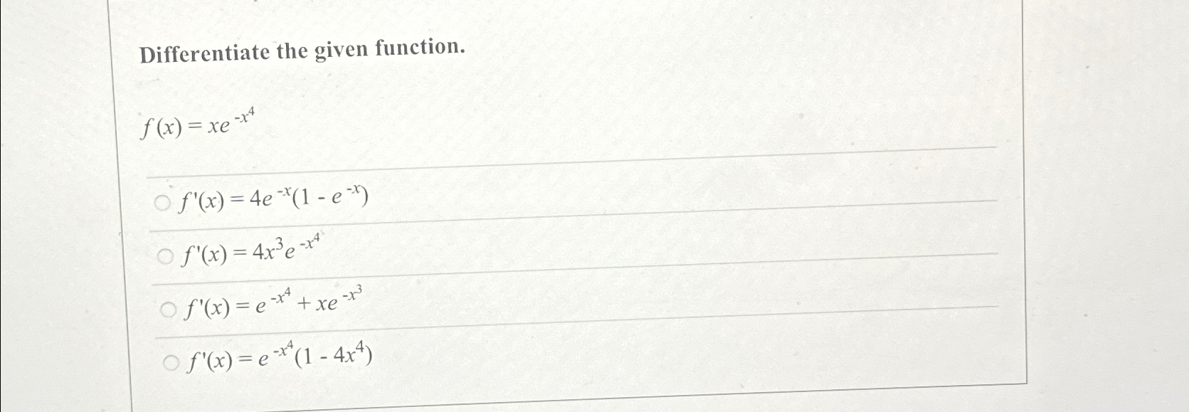 Solved Differentiate the given | Chegg.com