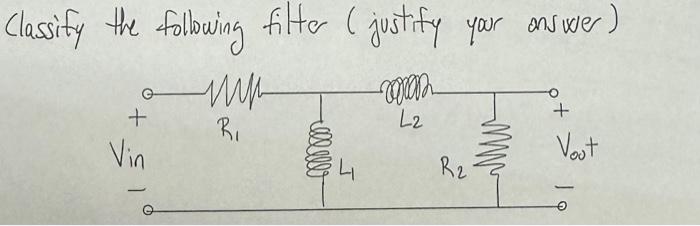 Solved Classity the following filter (justify your answer) | Chegg.com