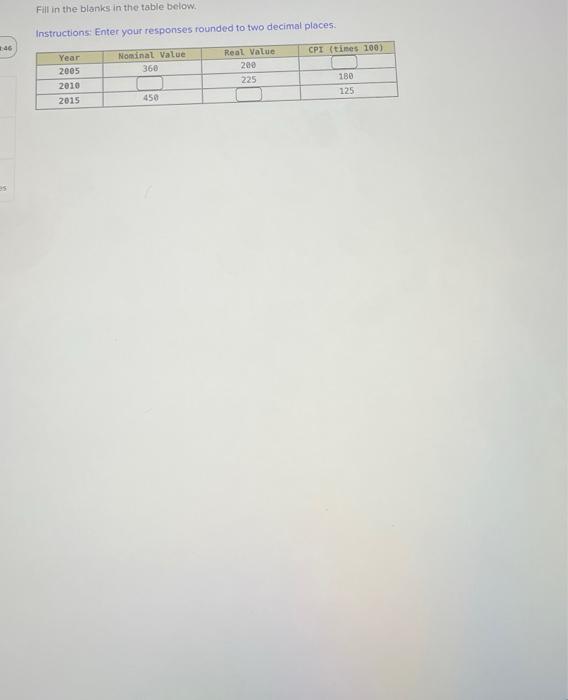 Solved 1:46 es Fill in the blanks in the table below. | Chegg.com