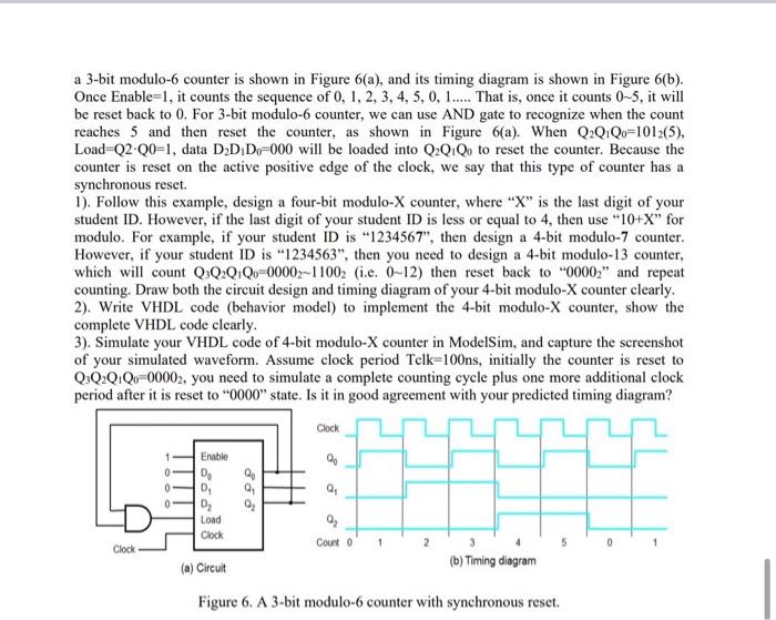 Solved a 3-bit modulo-6 counter is shown in Figure 6(a), and | Chegg.com