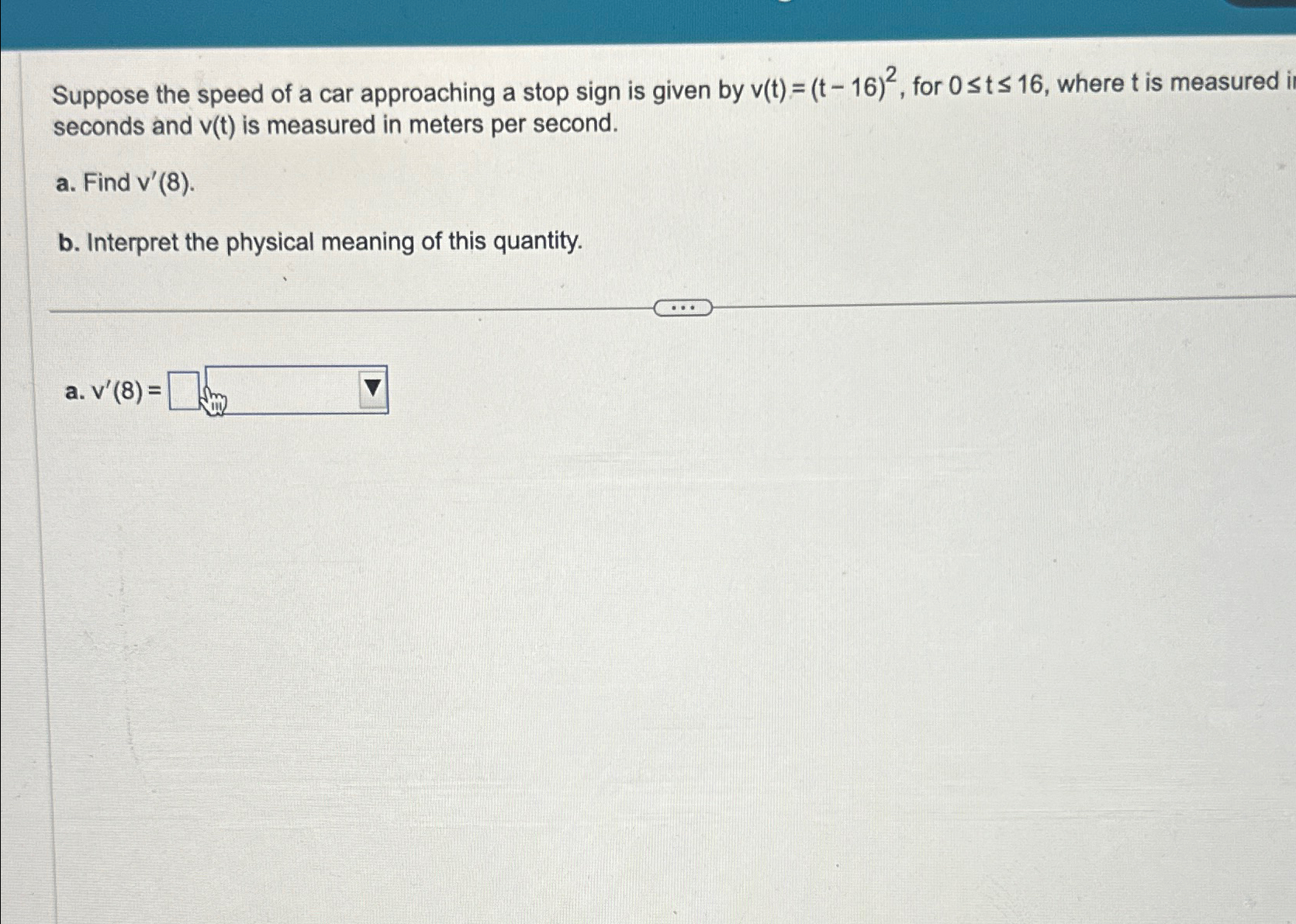 Solved Suppose the speed of a car approaching a stop sign is | Chegg.com