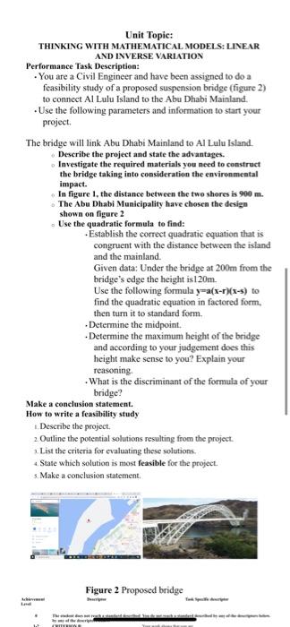 Unit Topic: THINKING WITH MATHEMATICAL MODELS: LINEAR | Chegg.com