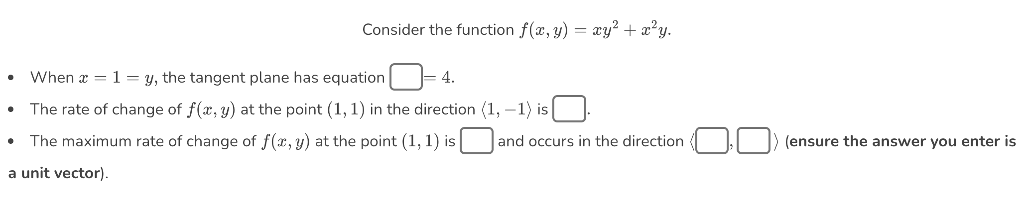 Solved Consider the function f(x,y)=xy2+x2y.When x=1=y, ﻿the | Chegg.com